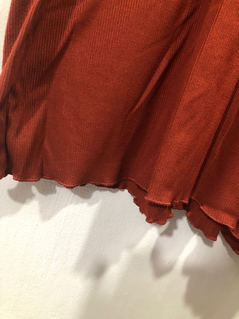 RUST RIBBED TOP , Women's Fashion, Tops, Others Tops on Carousell