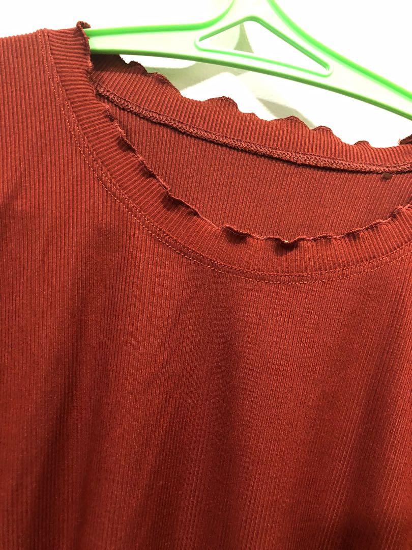 RUST RIBBED TOP , Women's Fashion, Tops, Others Tops on Carousell