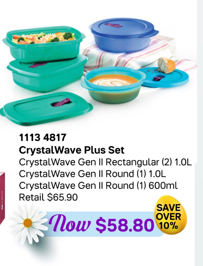 Tupperware Crystalwave Plus 4-pc Set, Furniture & Home Living ...
