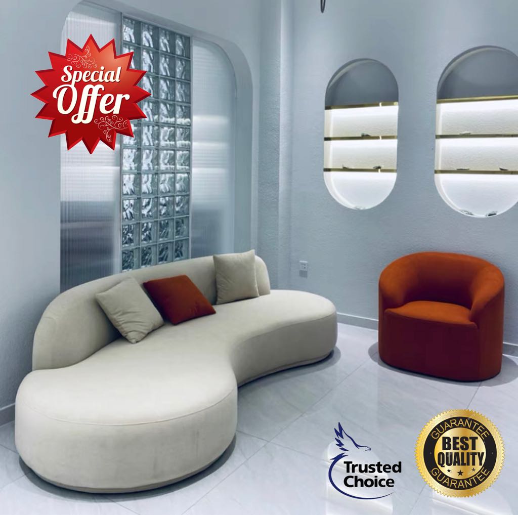 2 seater IRINA Designer Curve Sofa in High Quality Cotton Fabric ...