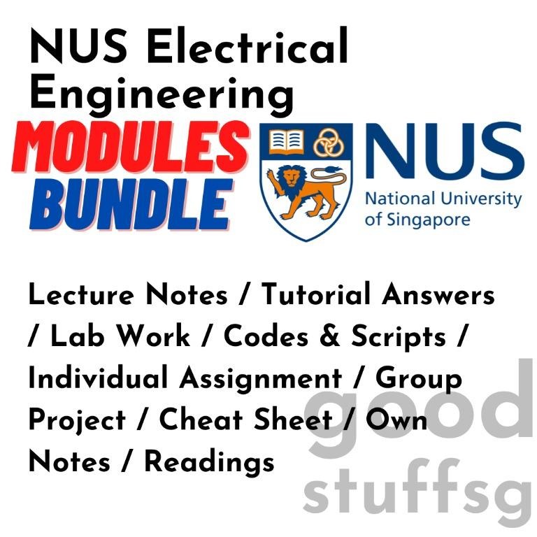 A+ NUS Electrical Engineering + Full Module Package EE1001 EE1003 ...