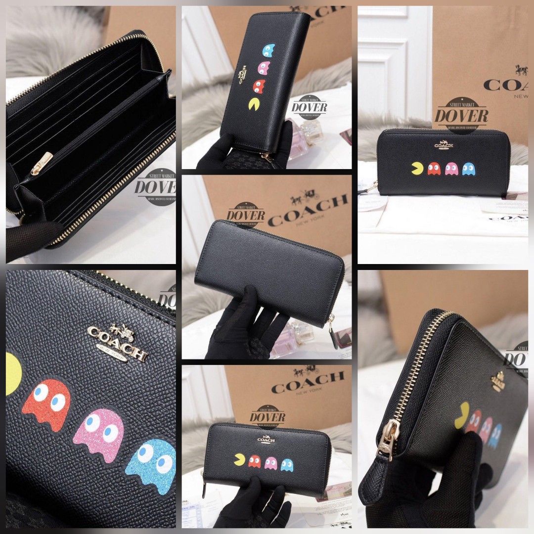 Coach Accordion Zip Wallet With Pac Man Black, Barang Mewah, Tas ...