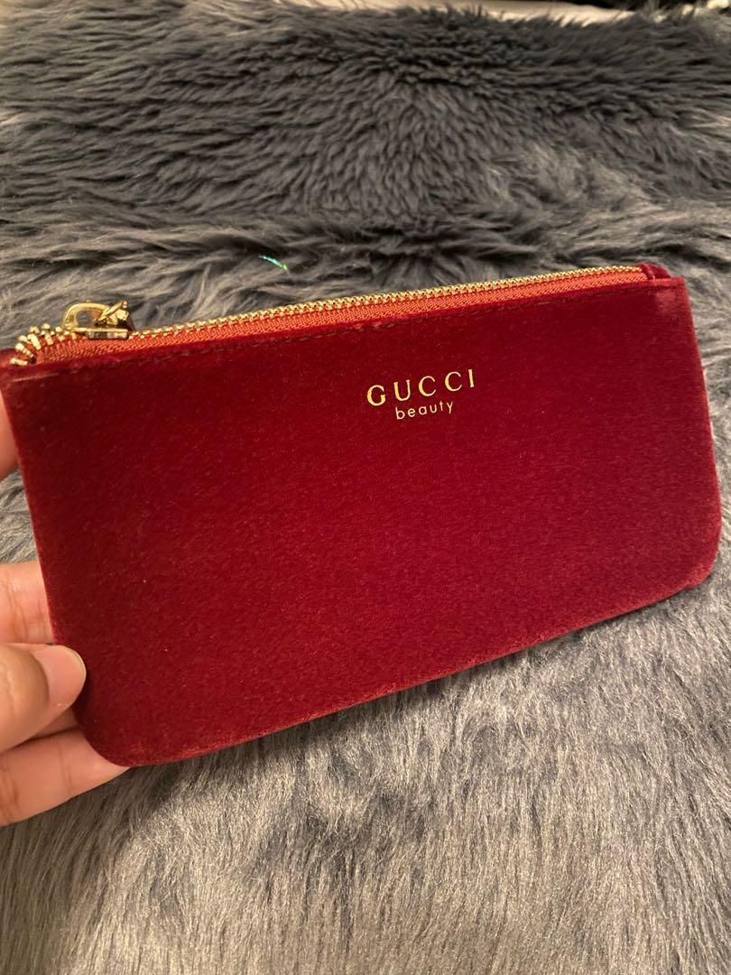 Gucci Beauty S Red Velvet Pouch, Women's Fashion, Bags & Wallets ...