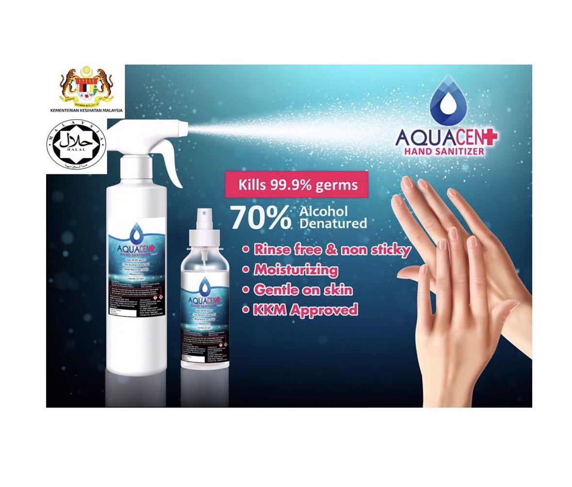 HALAL 100ml spray bottle hand sanitiser - 70% denatured alcohol, KKM ...