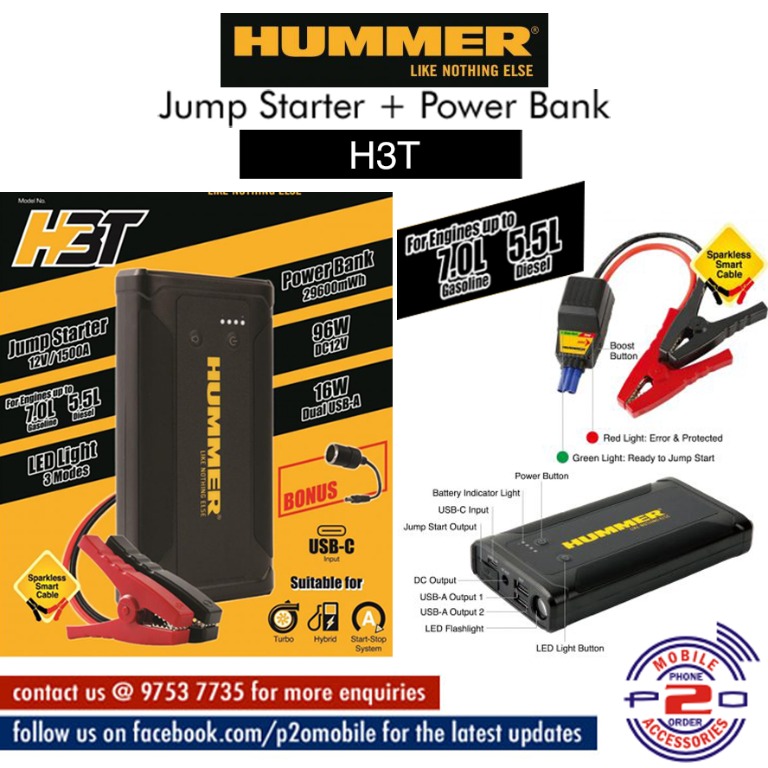 Hummer H3T 8000mAh Jumper Starter + Power Bank, Mobile Phones & Gadgets ...