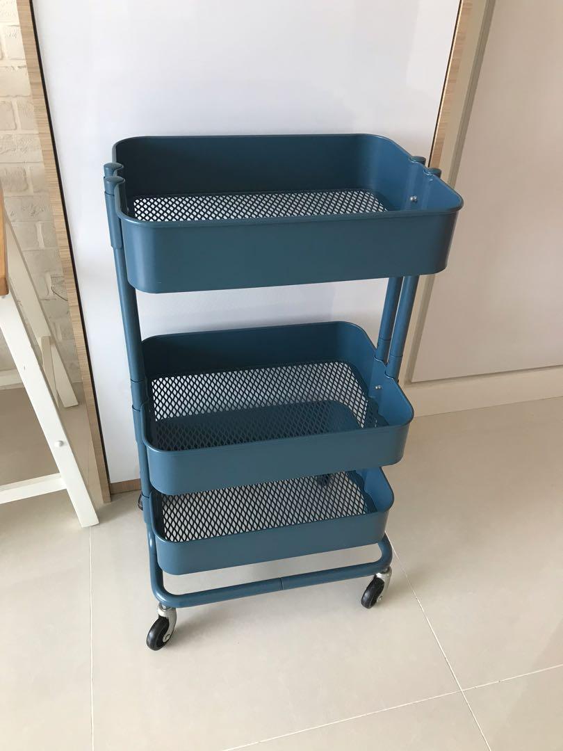 Ikea Trolley Dark Blue, Furniture & Home Living, Furniture, Shelves ...
