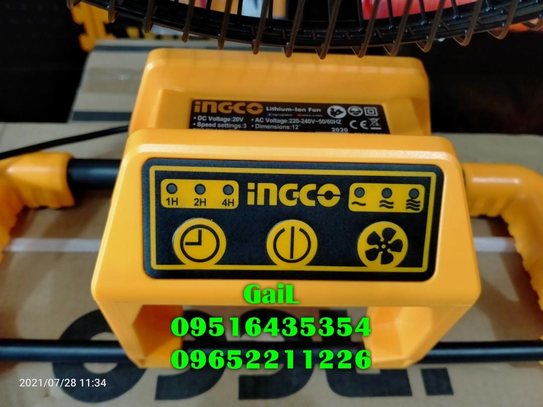 INGCO 20V Li-Ion Cordless Fan / Corded Electric Fan, Furniture & Home ...