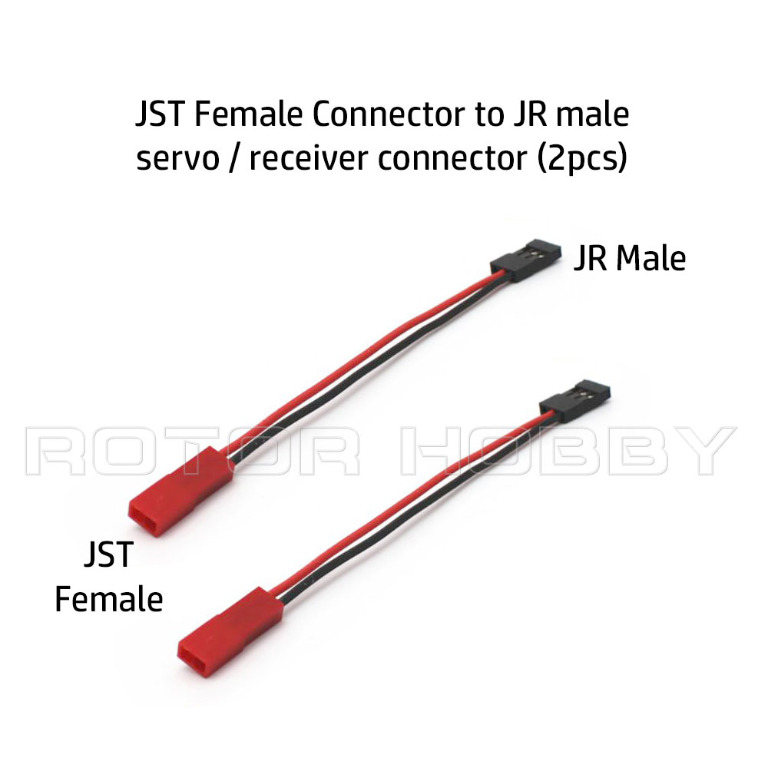 JST Female Connector to JR Futaba male servo / receiver connector (2pcs ...