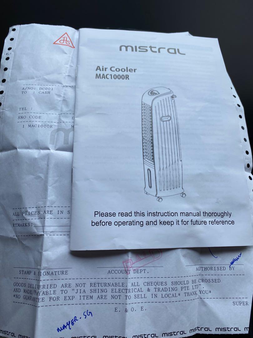 Mistral Air cooler MAC 1000R, TV & Home Appliances, Air Conditioners ...