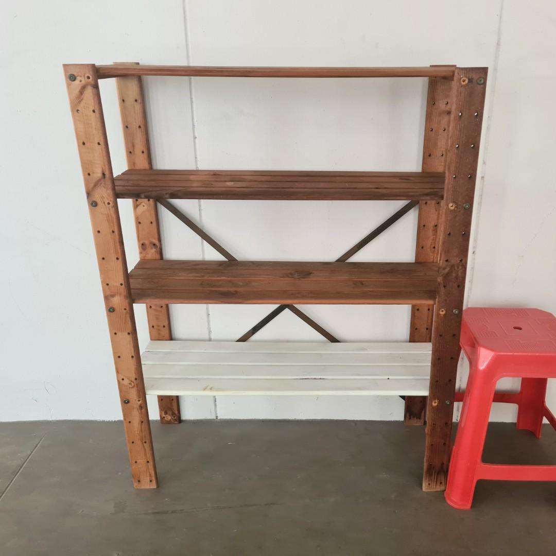 Wood rack 4 tier shelf, Furniture & Home Living, Furniture, Shelves ...