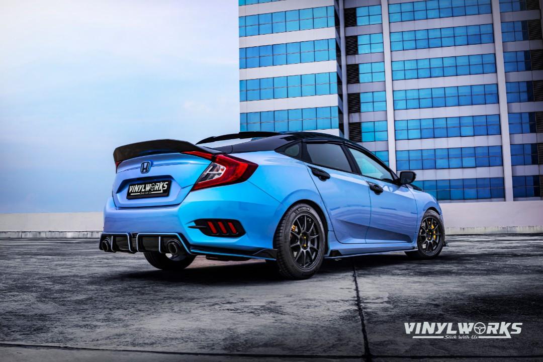 Car Wrap - Honda Civic Full Car Exterior Wrap (top HIGH GLOSS BLACK ...