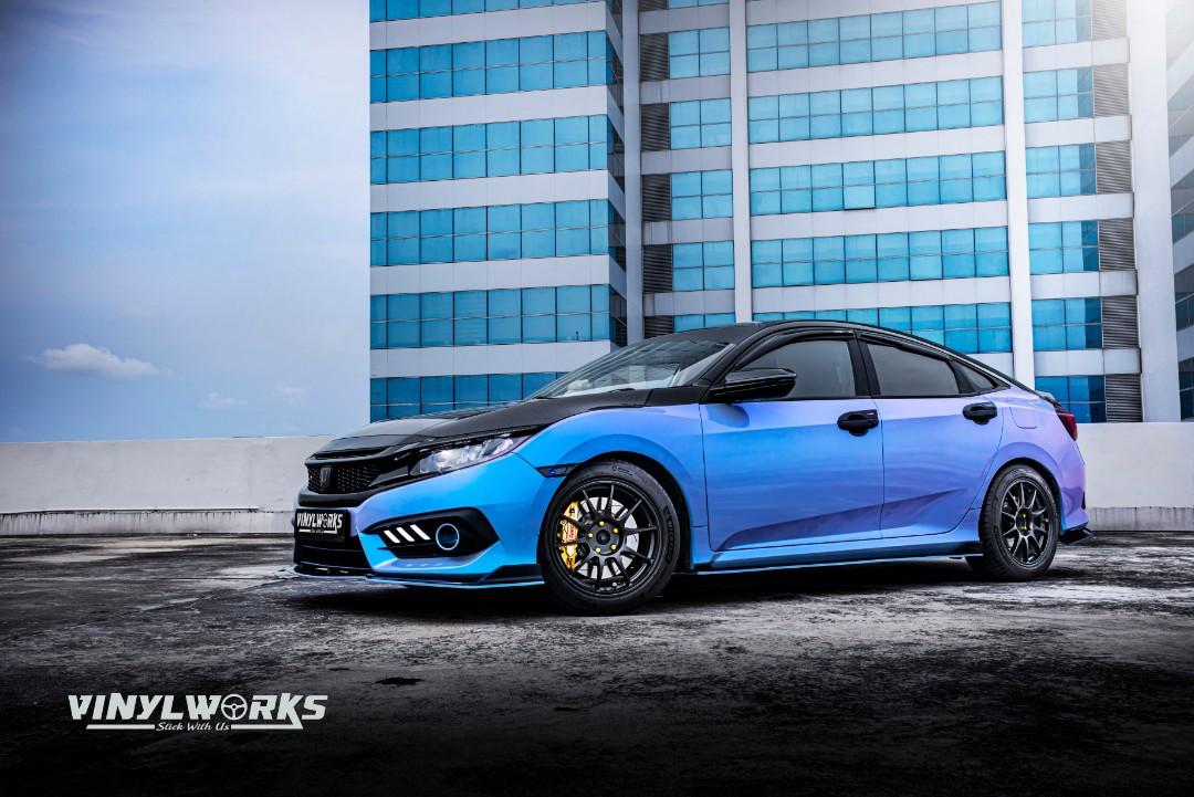 Car Wrap - Honda Civic Full Car Exterior Wrap (top HIGH GLOSS BLACK ...