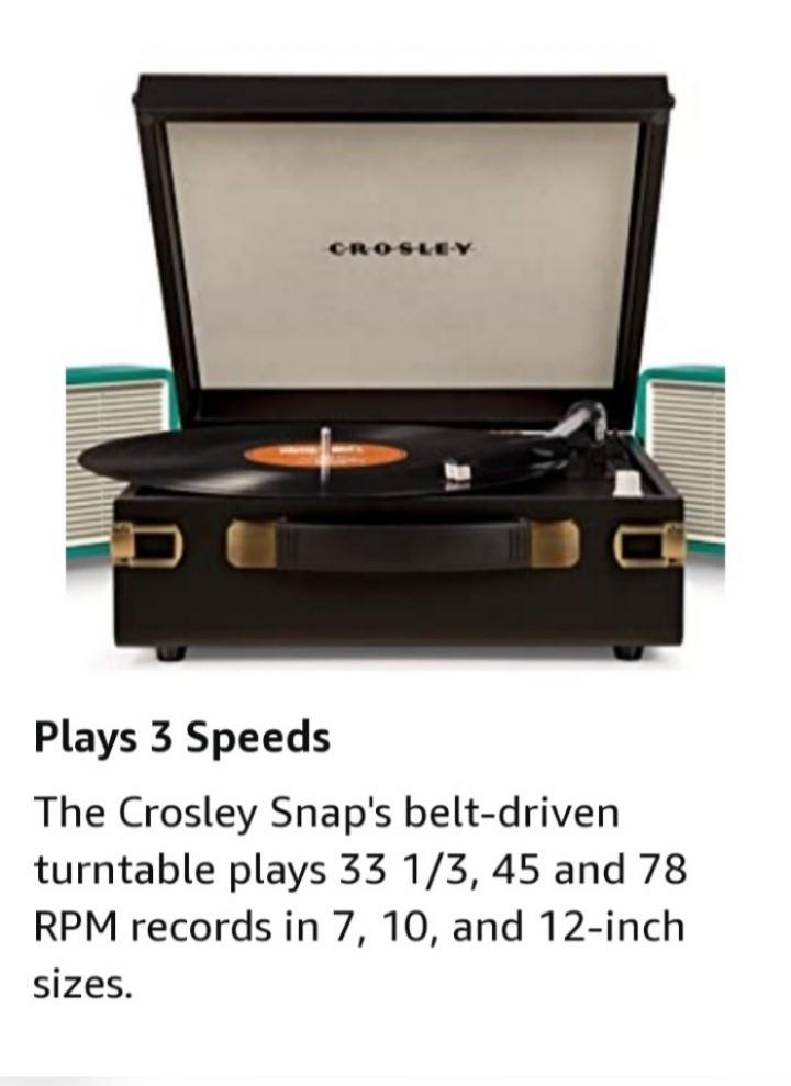 Crosley Snap Briefcase Suitcase Turntable Audio Technica Styus Vinyl ...