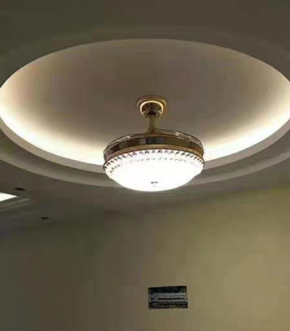Crystal Light Ceiling Fan Transparent Blades, Furniture & Home Living ...