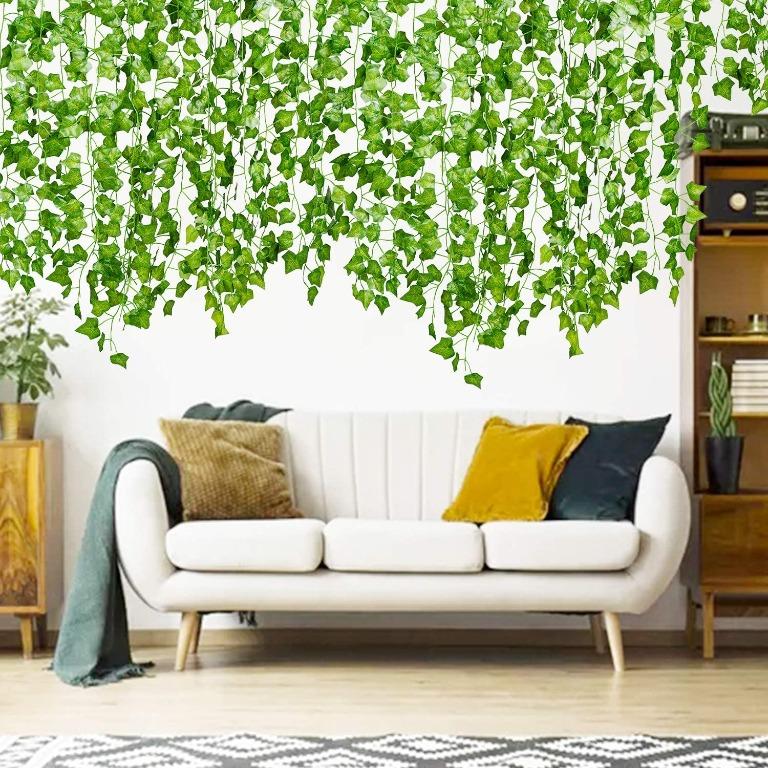 Vine Plant Fake 4 Pcs Ferns Artificial Plants Large Faux Hanging Wall ...
