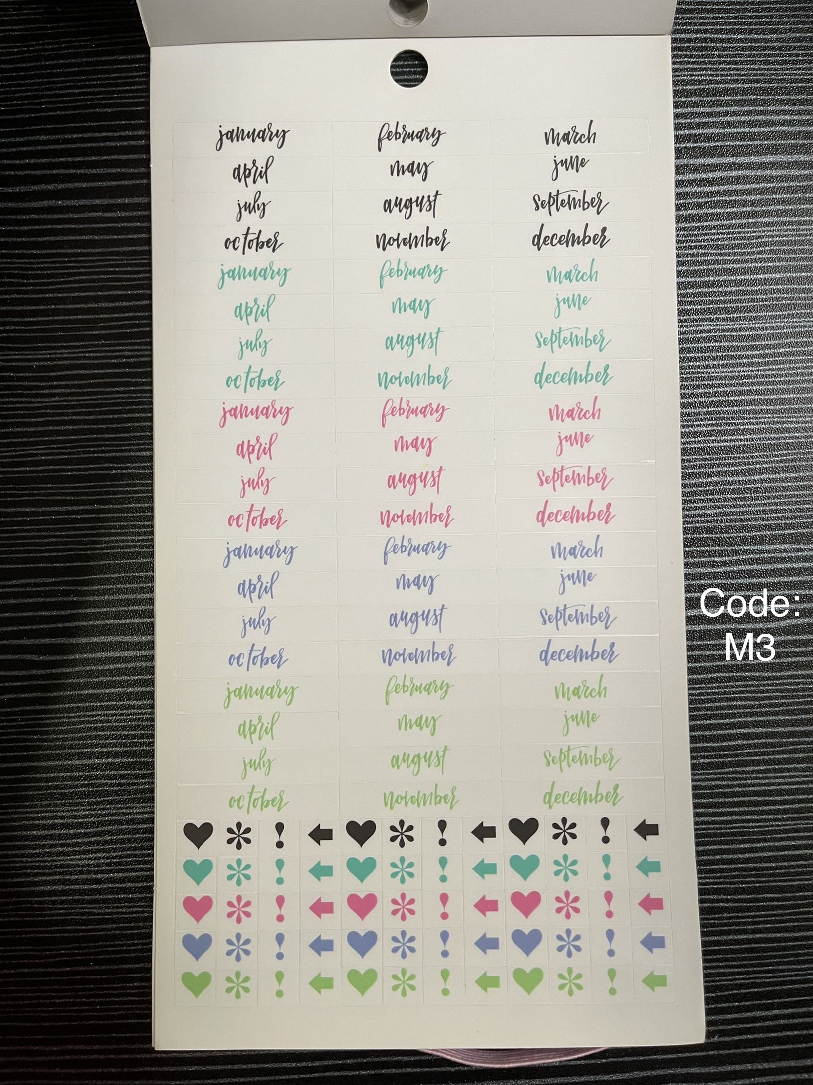 Months and Symbols Sticker Sheets (Clear Stickers), Hobbies & Toys ...