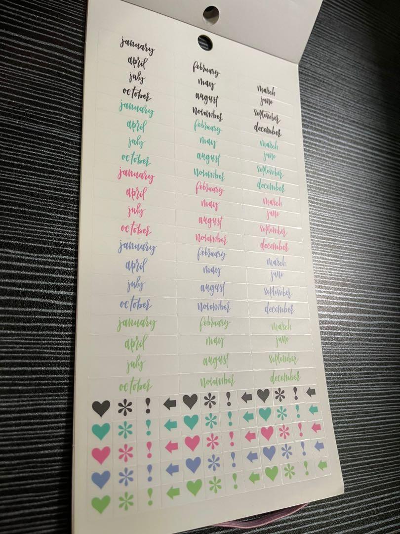 Months and Symbols Sticker Sheets (Clear Stickers), Hobbies & Toys ...