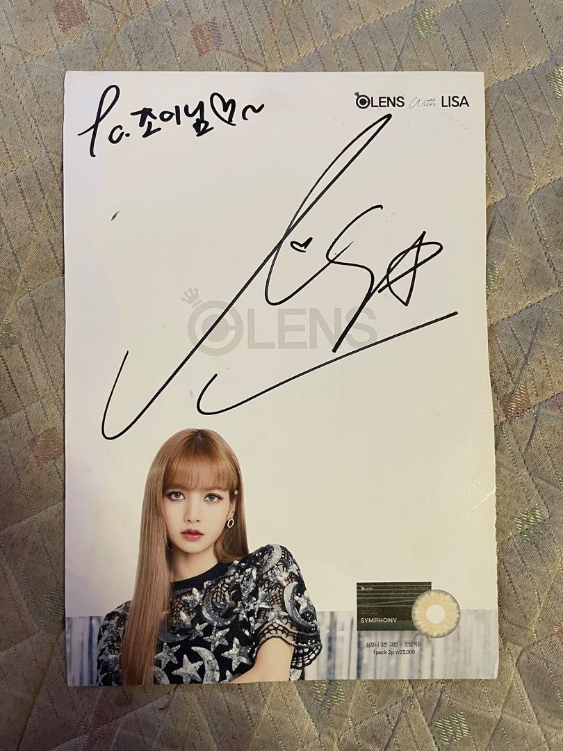 NEGOTIABLE AUTHENTIC LISA AUTOGRAPH O LENS FAN SIGN EVENT BLACKPINK ...
