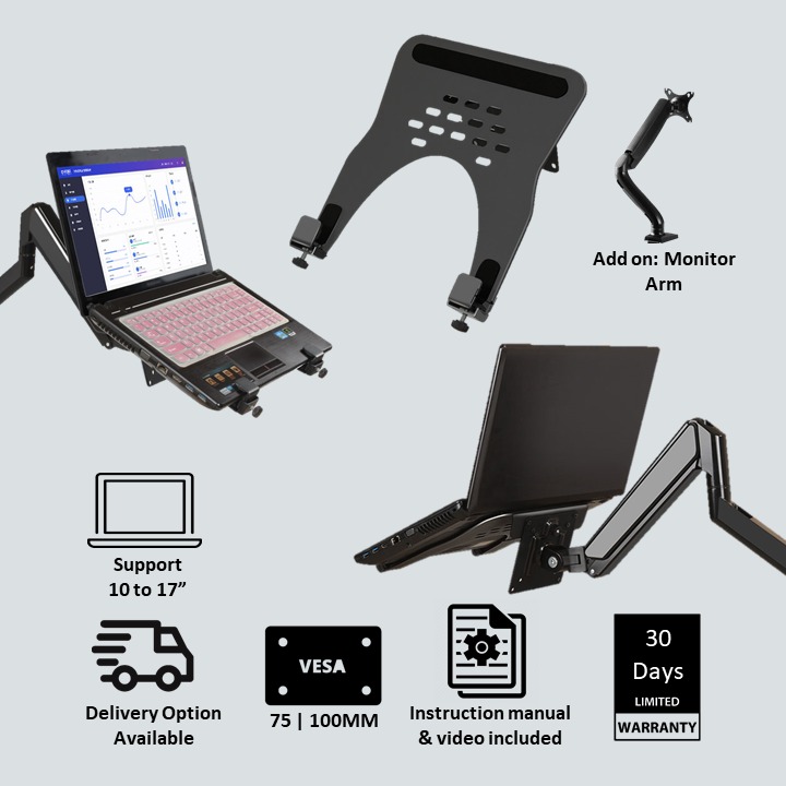 (NEW) Laptop Tray Mount Adapter only 10 to 16 inch laptops (with Arm ...