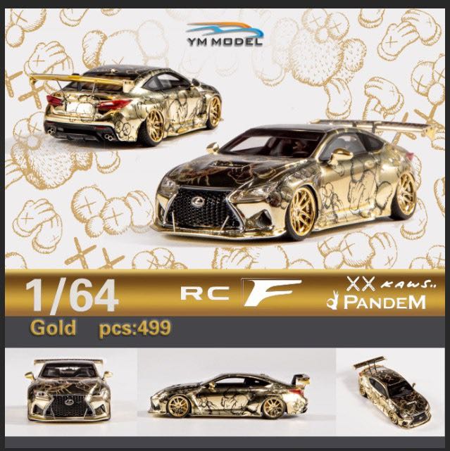 [預訂貨品pre order] YM model 1/64 Lexus RCF Rocket Bunny Chorme Golden 限量 ...