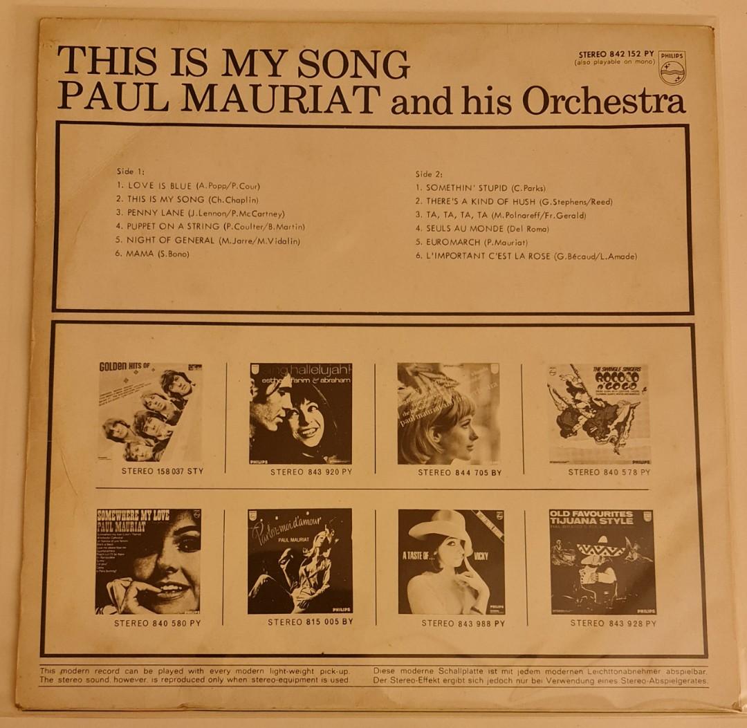 This Is My Song-Paul Mauriat and His Orchestra LP Vinyl Record Piring ...
