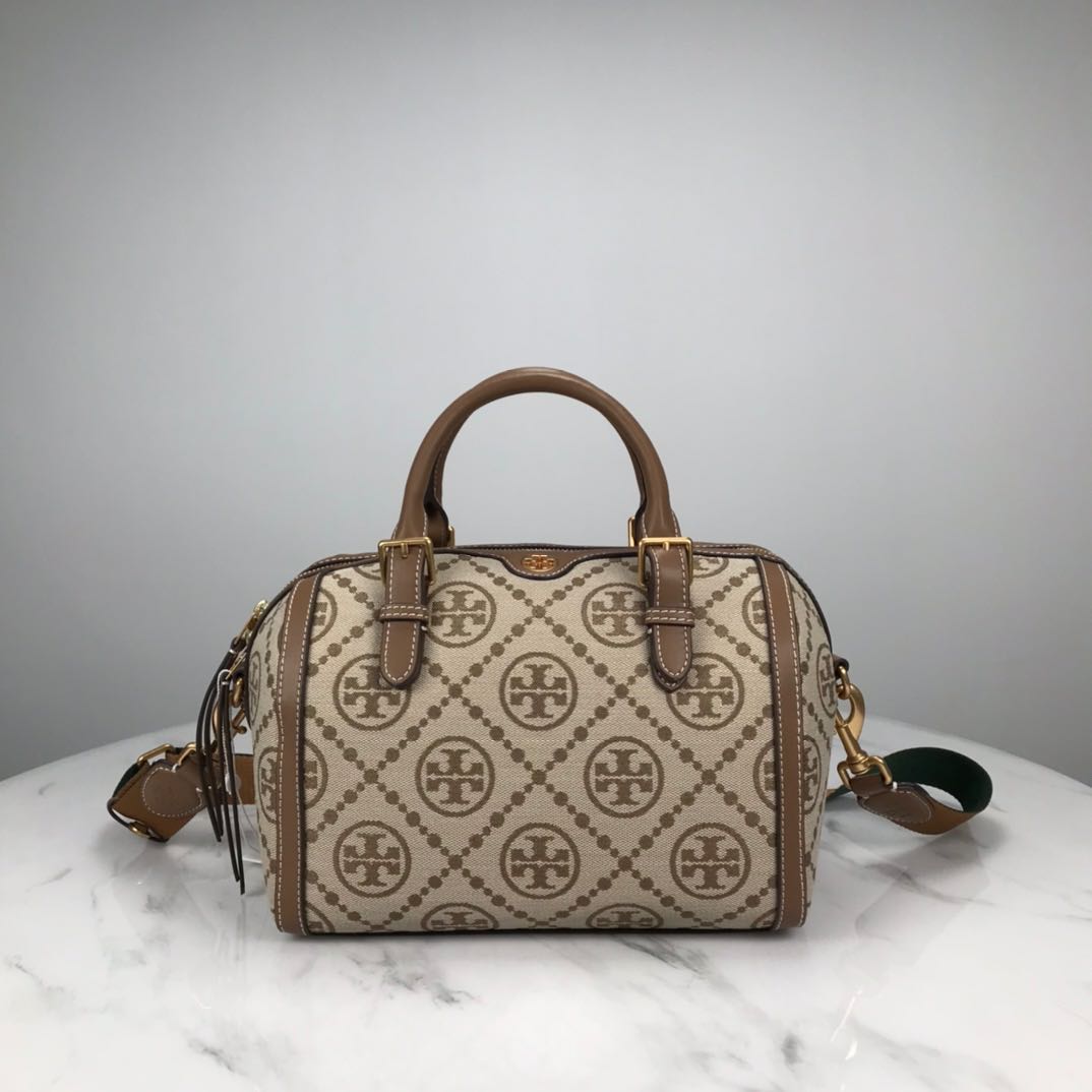 Tory Burch T Monogram Boston Bag, Women's Fashion, Bags & Wallets ...