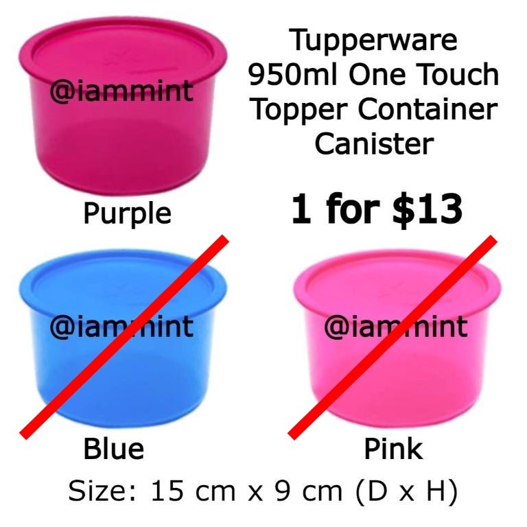 Tupperware 950 ml One Touch Topper Container Canister, Furniture & Home Living, Kitchenware ...