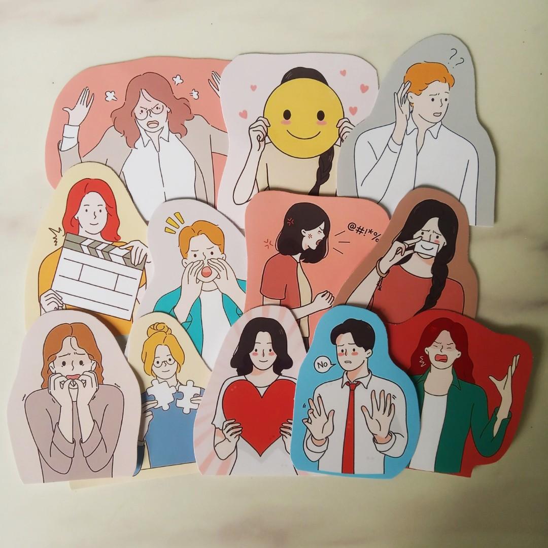 Cute Stickers Set Drawing Artwork People Journal Diary Decor Girl Boy ...