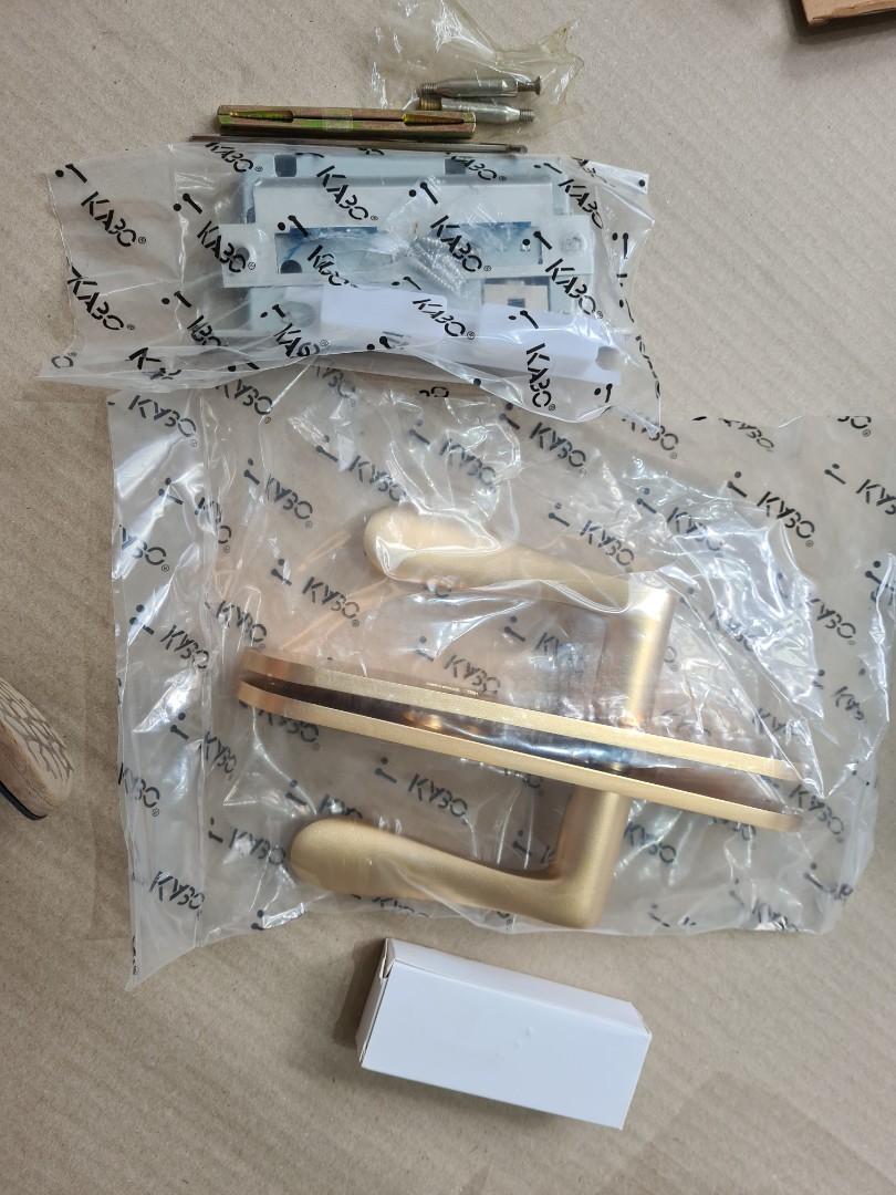 Gold color door handle lever lock, Furniture & Home Living, Security ...