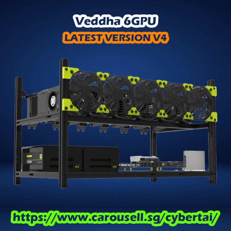 [Ready Stock] 6GPU Veddha Miner case V4 Edition mining frame case rig ...