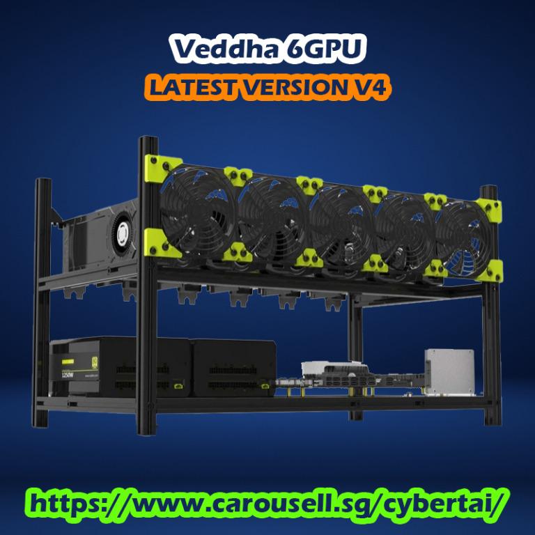 [Ready Stock] 6GPU Veddha Miner case V4 Edition mining frame case rig ...