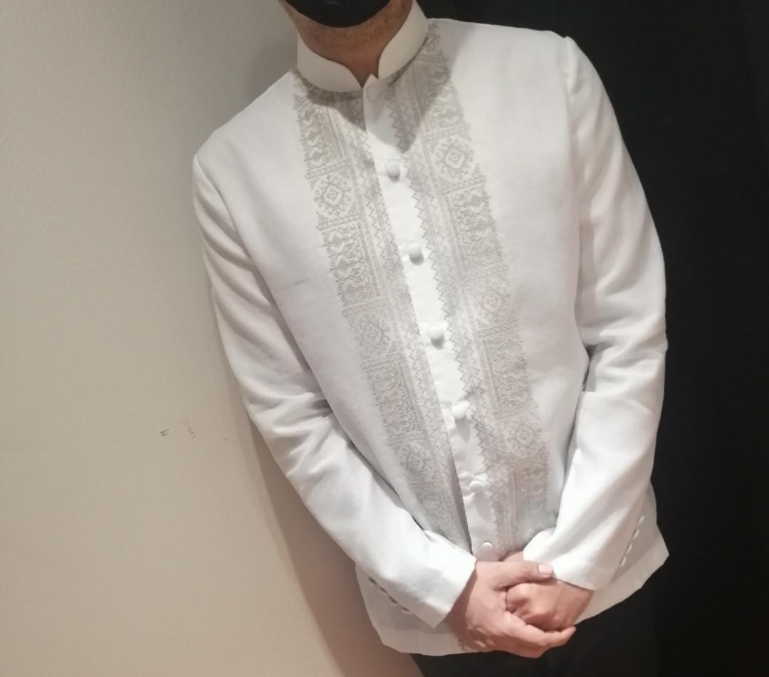 Onesimus white coat barong, Men's Fashion, Coats, Jackets and Outerwear ...