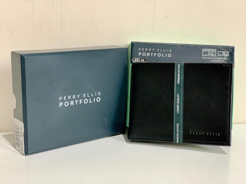 PERRY ELLIS PORTFOLIO BLACK PASSCASE BILLFOLD W/ REMOVABLE ID WALLET ...