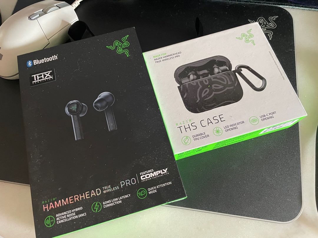 Razer hammerhead pro true wireless earbuds and Razer casing, Audio ...