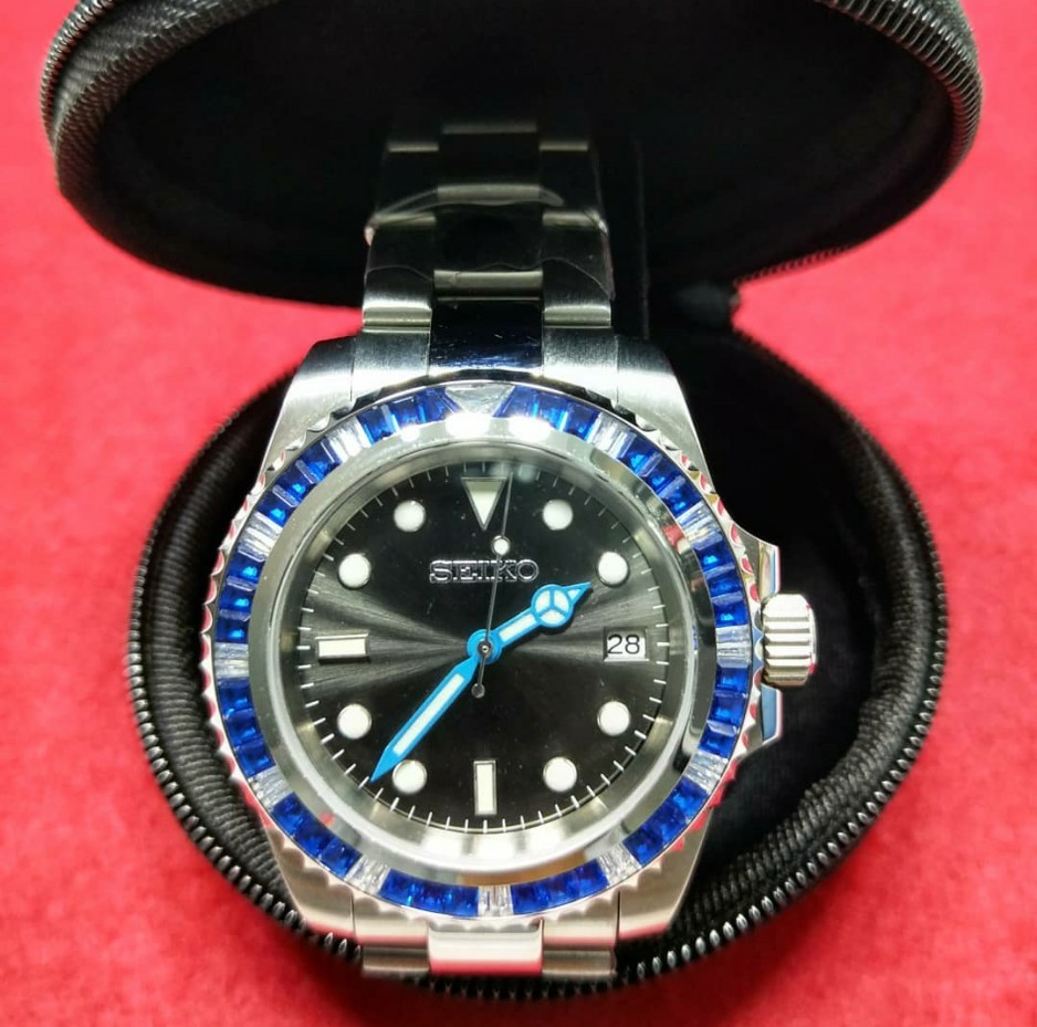 Seiko Blue Stones Sub Mod, Luxury, Watches on Carousell