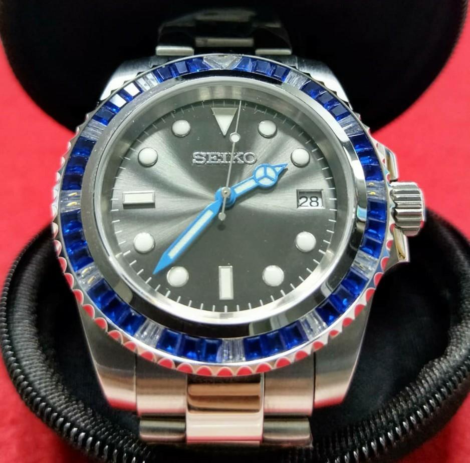 Seiko Blue Stones Sub Mod, Luxury, Watches on Carousell