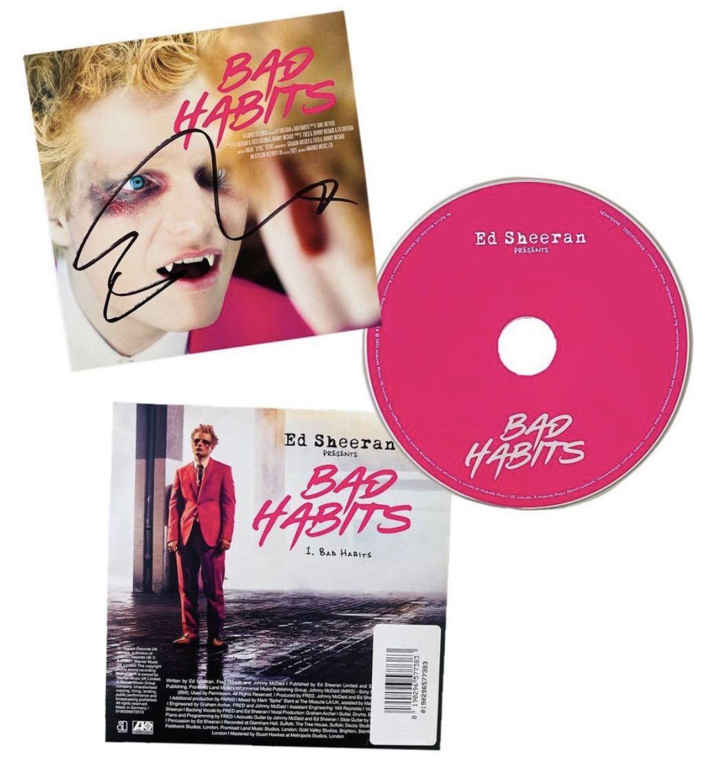[SIGNED] Ed Sheeran - Bad Habits CD Single, Hobbies & Toys, Music ...
