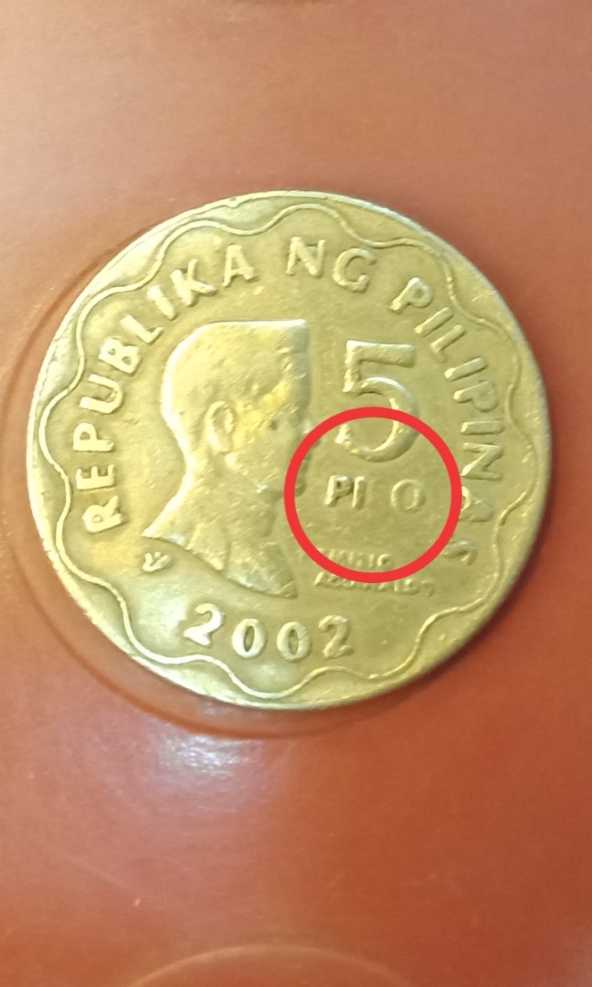 5 peso Error Coin, Hobbies & Toys, Memorabilia & Collectibles, Currency ...