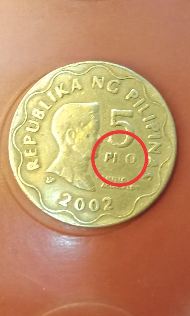 5 peso Error Coin, Hobbies & Toys, Memorabilia & Collectibles, Currency ...