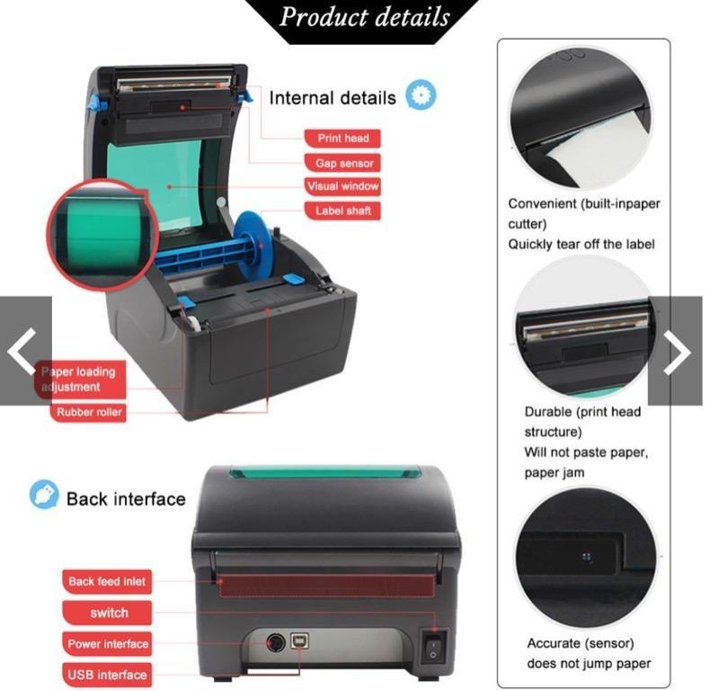 A6 Thermal Label Printer USB / Bluetooth Printer for Waybill Label ...
