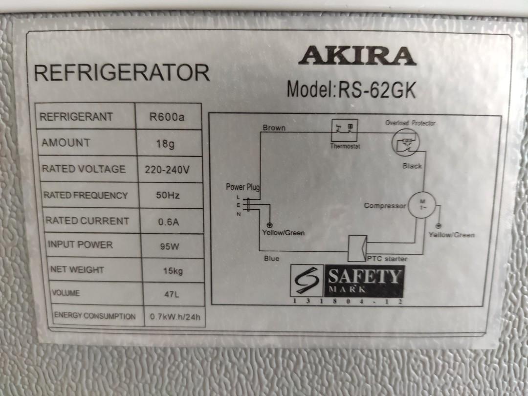 Akira Mini Fridge (47ltr), TV & Home Appliances, Kitchen Appliances ...