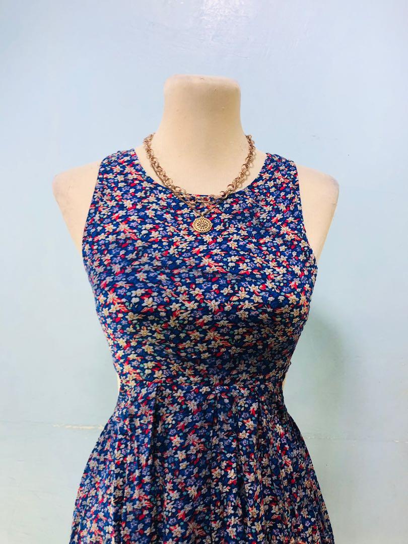 Blue Floral Sexy Open Side Dress, Women's Fashion, Dresses & Sets ...