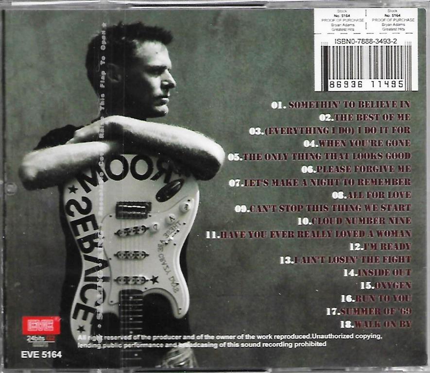 Bryan Adams Greatest Hits CD Original Artist, Hobbies & Toys, Music ...