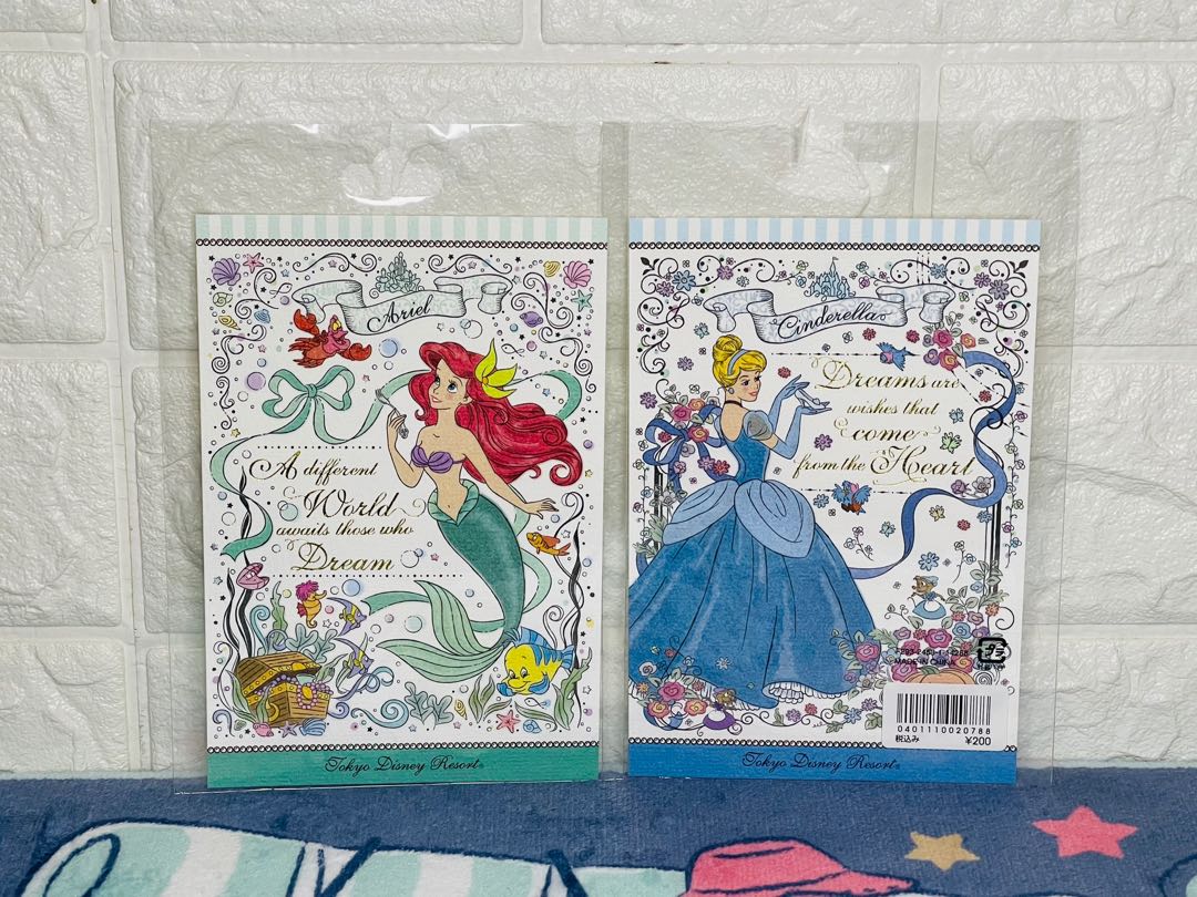 Disney Ariel and Cinderella postcard set, Hobbies & Toys, Stationary ...