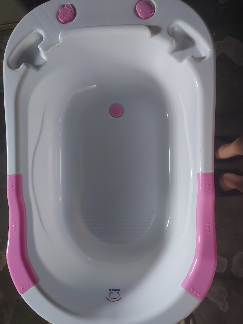 Gerbo Bath Tub with Drain Pink, Babies & Kids, Bathing & Changing ...