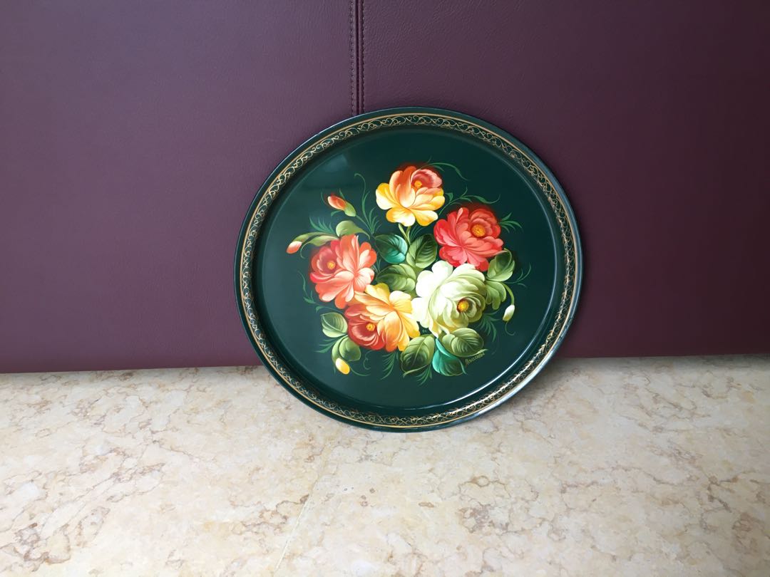 Hand-Painted Zhostovo metal tray. Artist Moiseeva Zoya., Hobbies & Toys ...
