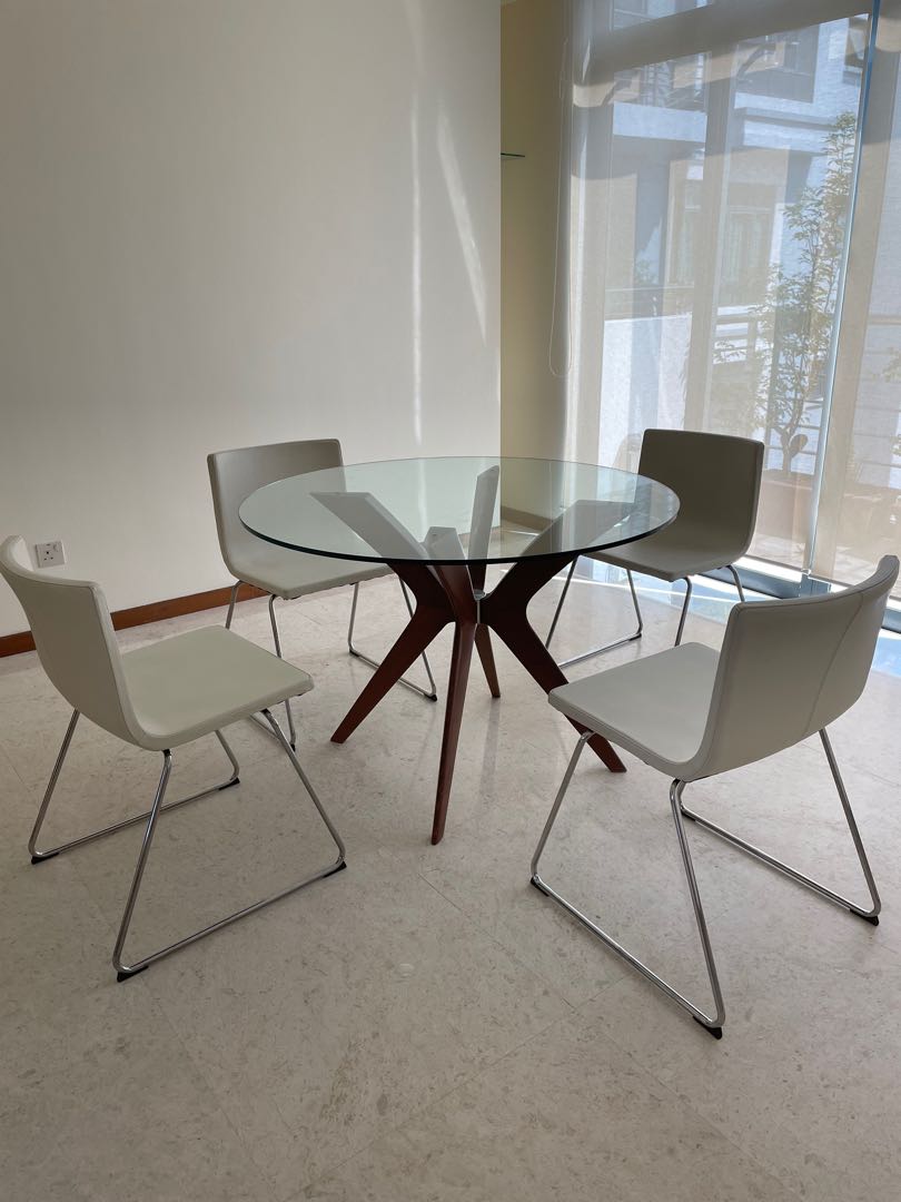 IKEA BERNHARD genuine leather dining chairs, Furniture & Home Living ...