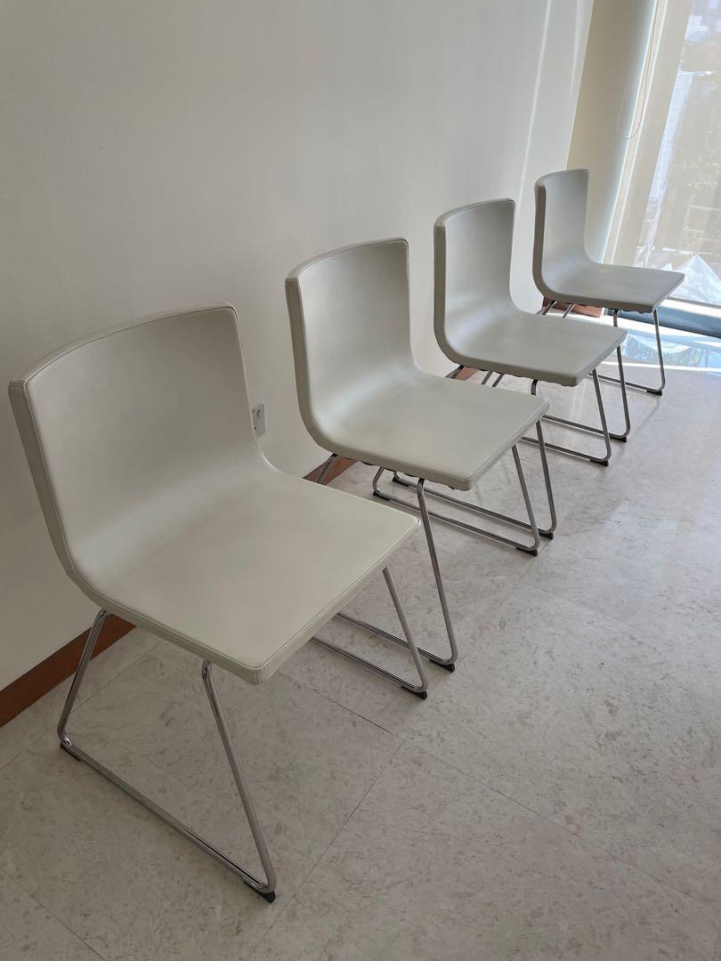 IKEA BERNHARD genuine leather dining chairs, Furniture & Home Living ...