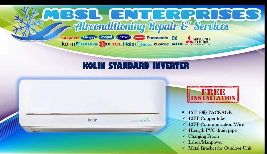 KOLIN STANDARD INVERTER SPLIT TYPE AIRCON WITH FREE INSTALLATION, TV ...