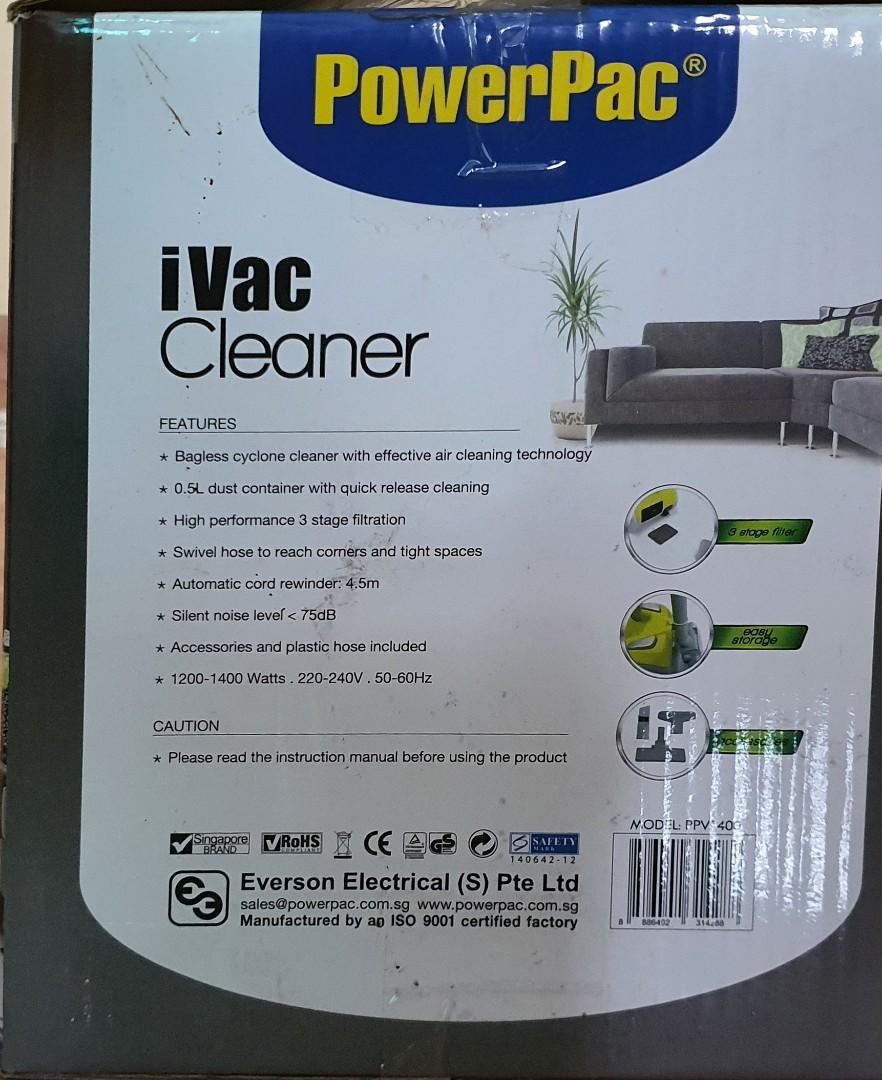 PowerPac iVac Vacuum Cleaner 1400W, TV & Home Appliances, Vacuum ...